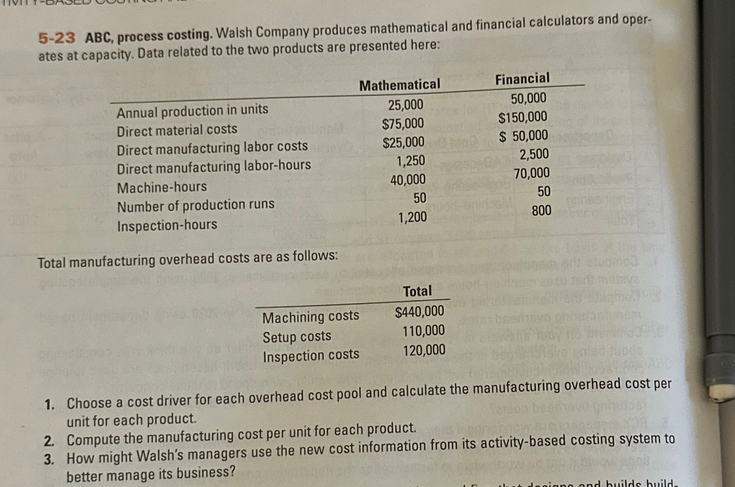 Solved 5-23 ﻿ABC, process costing. Walsh Company produces | Chegg.com