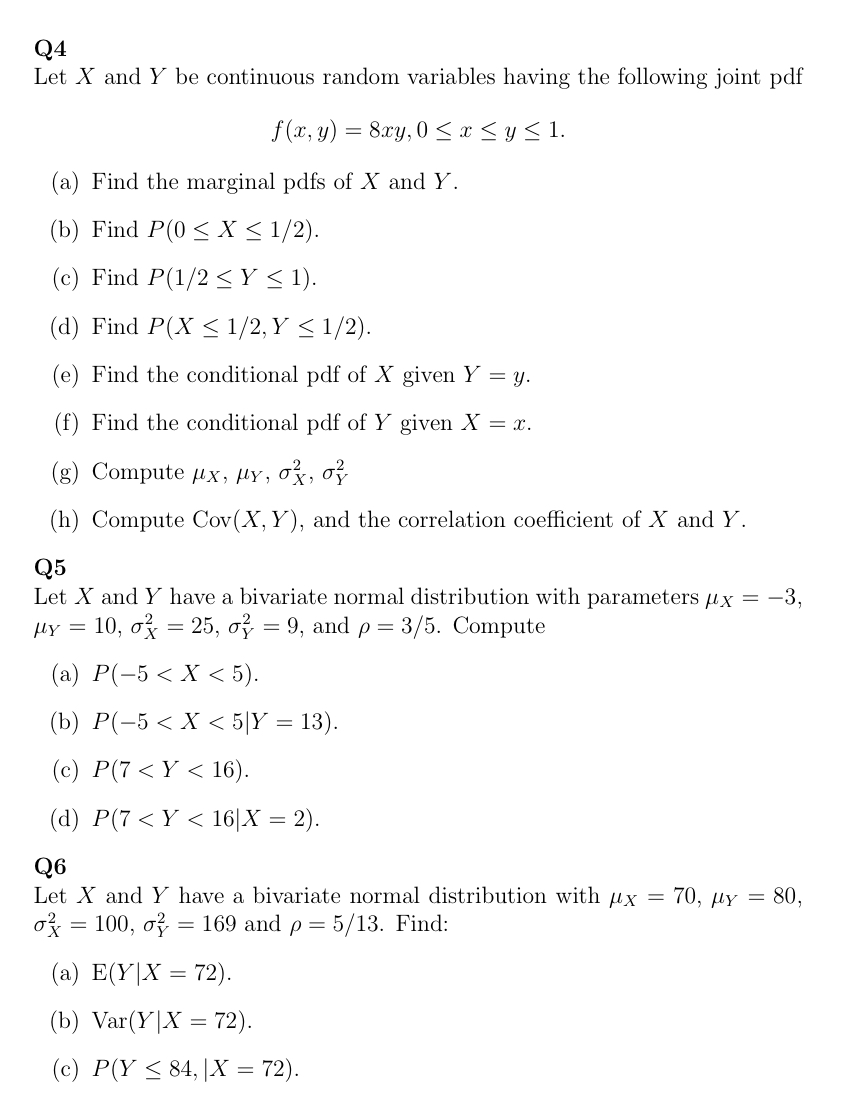 Solved Q4Let x ﻿and Y be ﻿continuous random variables having | Chegg.com