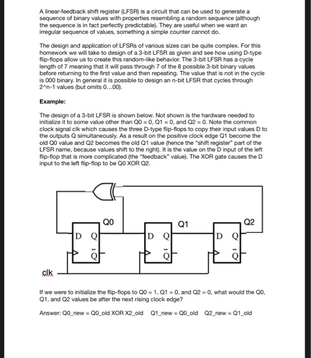 Solved A linear-feedback shift register (LFSR) is a circuit | Chegg.com