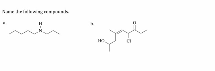 Solved Name the following compounds. | Chegg.com