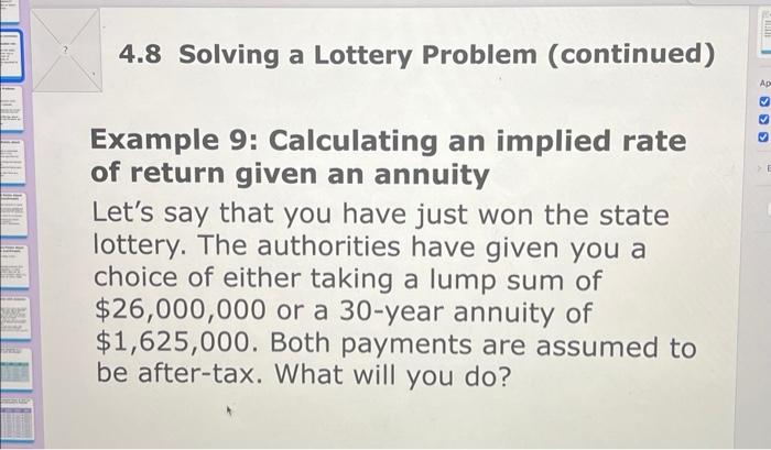 Solved 4.8 Solving a Lottery Problem (continued) Example 9: | Chegg.com
