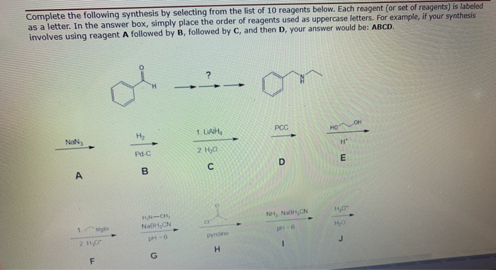 Solved Complete the following synthesis by selecting from | Chegg.com