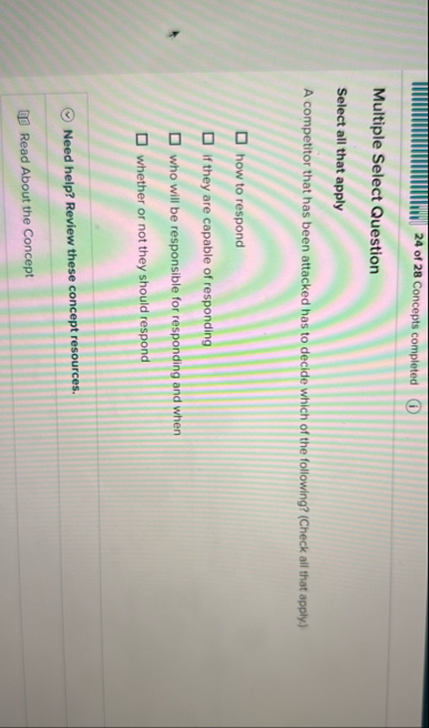 Solved 24 ﻿of 28 ﻿Concepts completedMultiple Select | Chegg.com