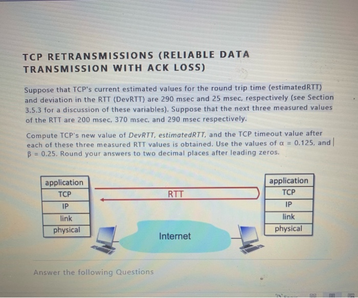 Solved TCP RETRANSMISSIONS (RELIABLE DATA TRANSMISSION WITH | Chegg.com