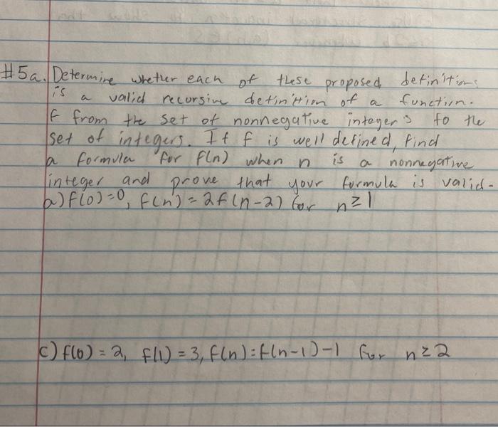 Solved 5a. Determine whetur each of these proposed | Chegg.com