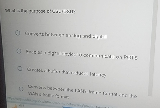 What is the purpose of CSU/DSU?Converts between | Chegg.com