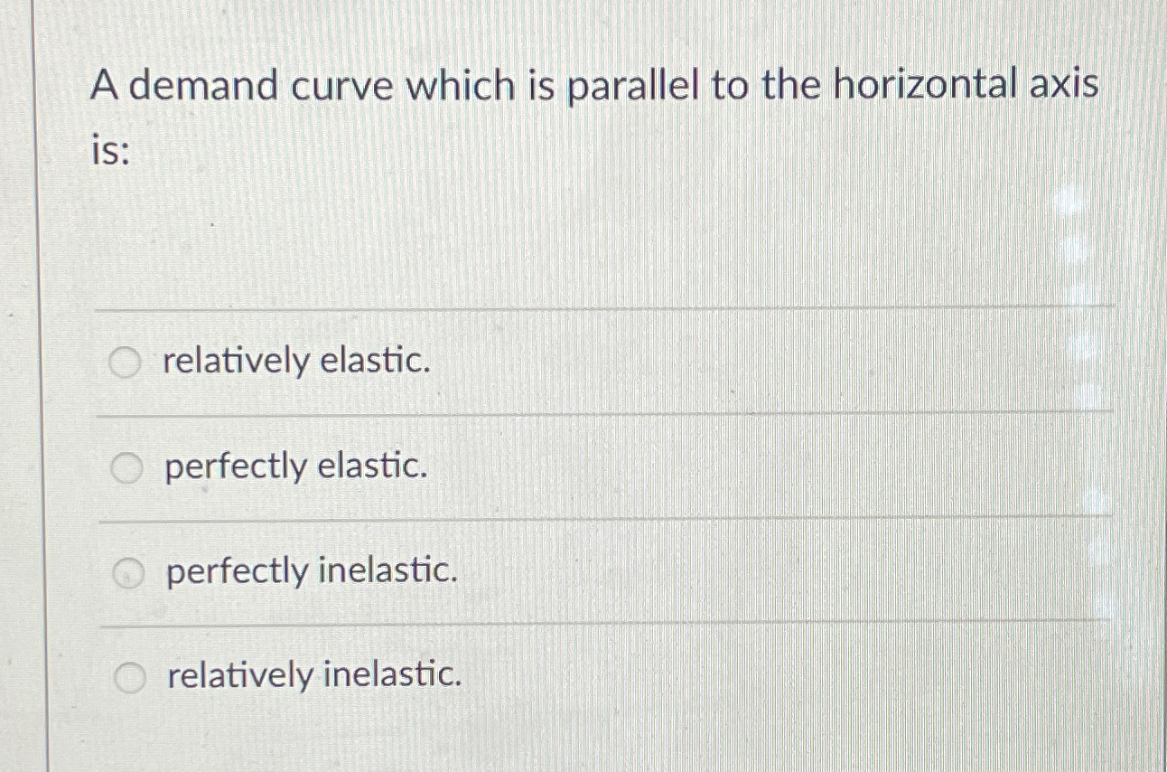 Solved A demand curve which is parallel to the horizontal | Chegg.com