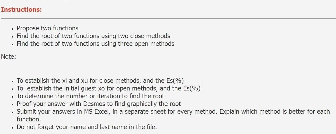 Solved - To establish the xI and xu for close methods, and | Chegg.com