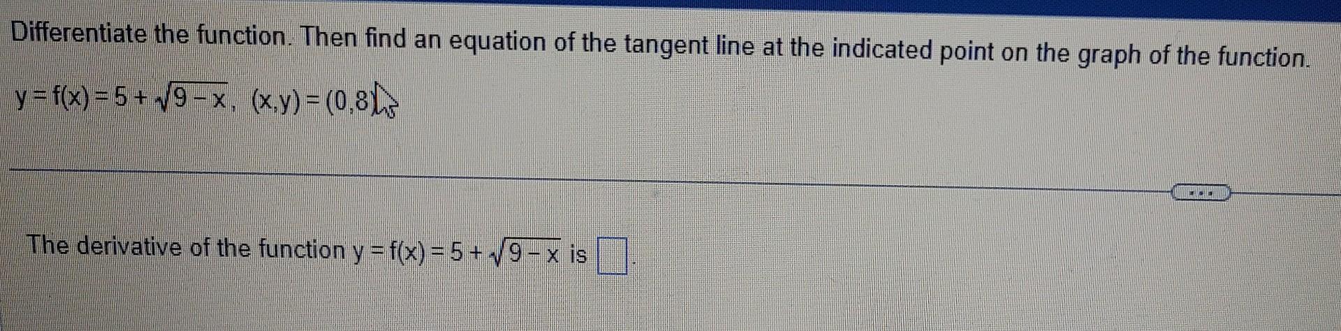 Solved Differentiate the function. Then find an equation of | Chegg.com
