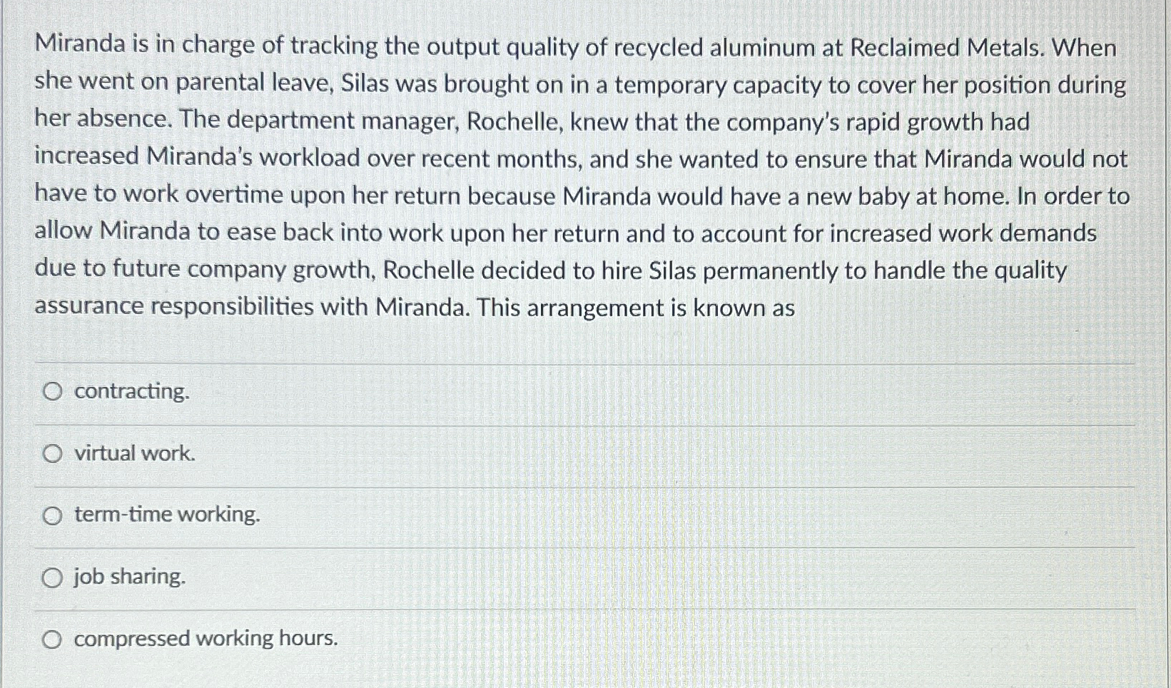 Solved Miranda is in charge of tracking the output quality | Chegg.com