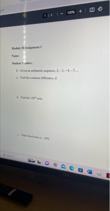 Solved Module 20 Assignment 1 Name: Stadeat Number: 1. Given | Chegg.com