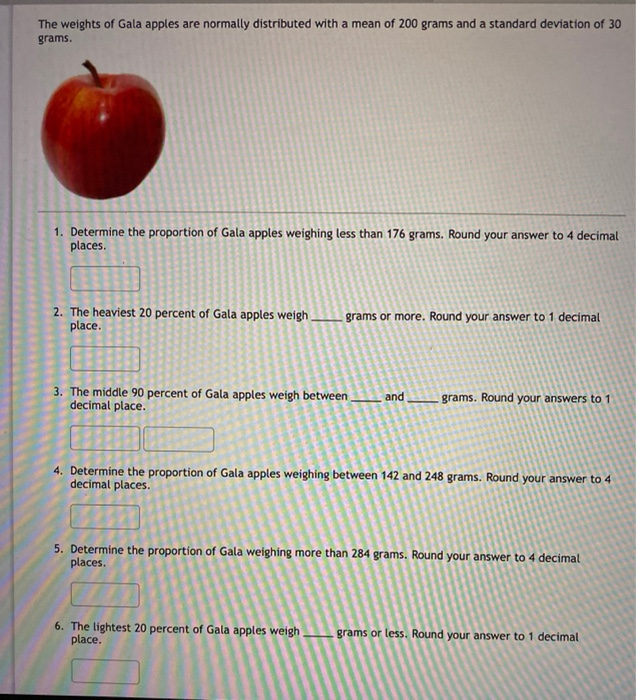 Solved The Weights Of Gala Apples Are Normally Distributed Chegg solved-the-weights-of-gala-apples-are-normally-distributed-chegg