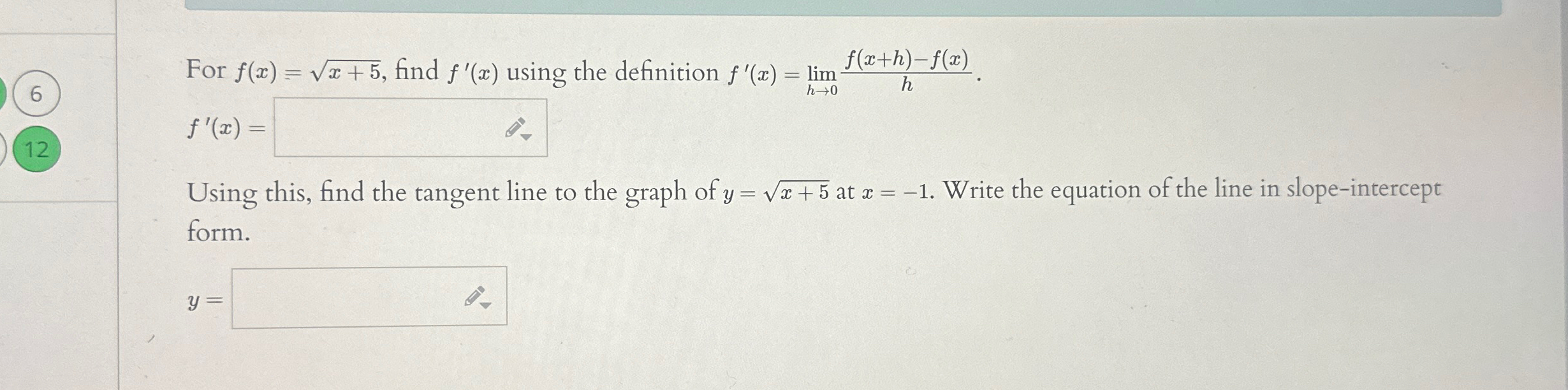 Solved 6For f(x)=x+52, ﻿find f'(x) ﻿using the definition | Chegg.com