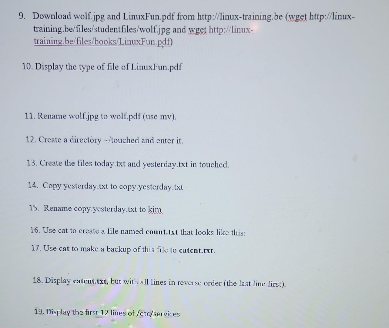 Solved 9. Download wolf.jpg and LinuxFun.pdf from | Chegg.com