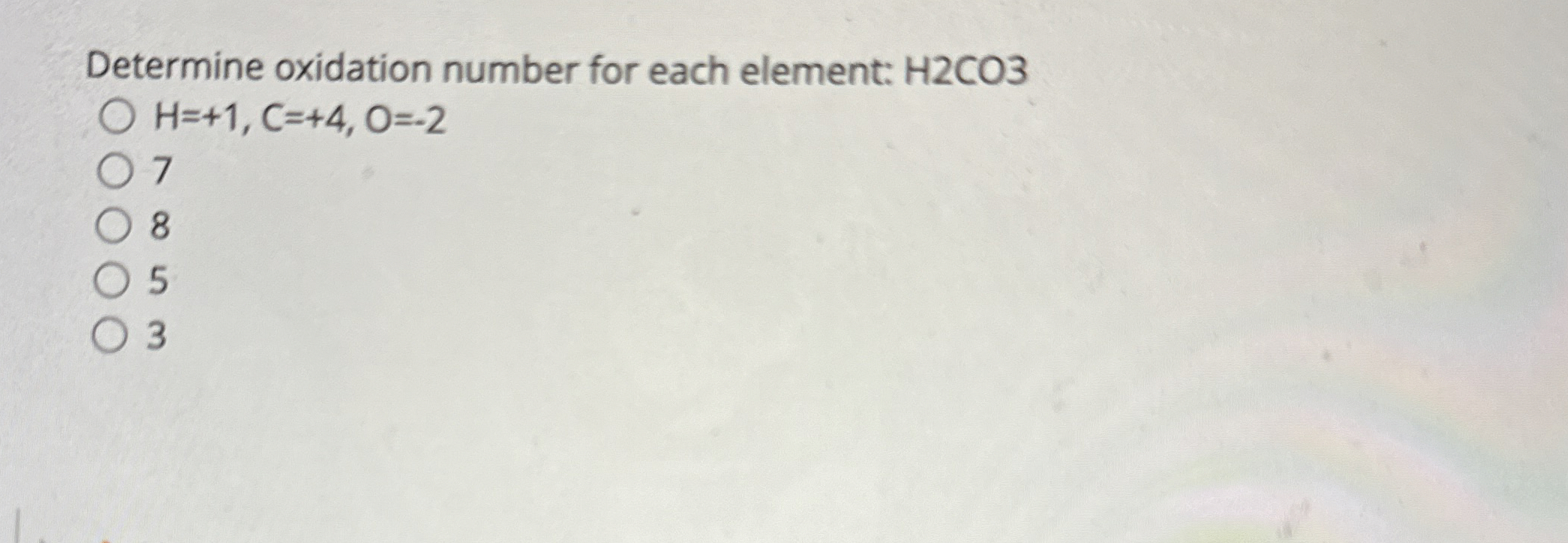 Solved Determine oxidation number for each element: H 2 ﻿CO | Chegg.com