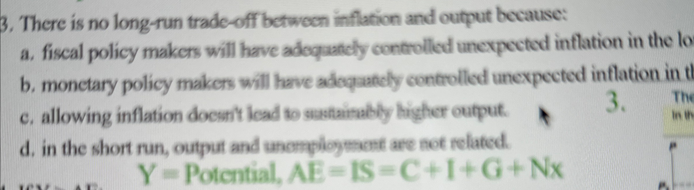 Solved There is no long-run trade-off between inflation and | Chegg.com