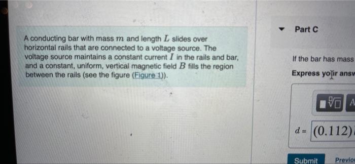 Solved A conducting bar with mass m and length L slides over | Chegg.com