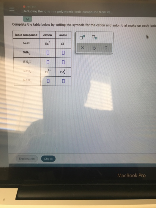 Solved Deducing the ions in a polyatomic ionic compound from | Chegg.com