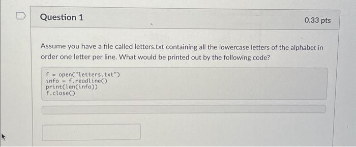 Solved Assume you have a file called letters.txt containing | Chegg.com
