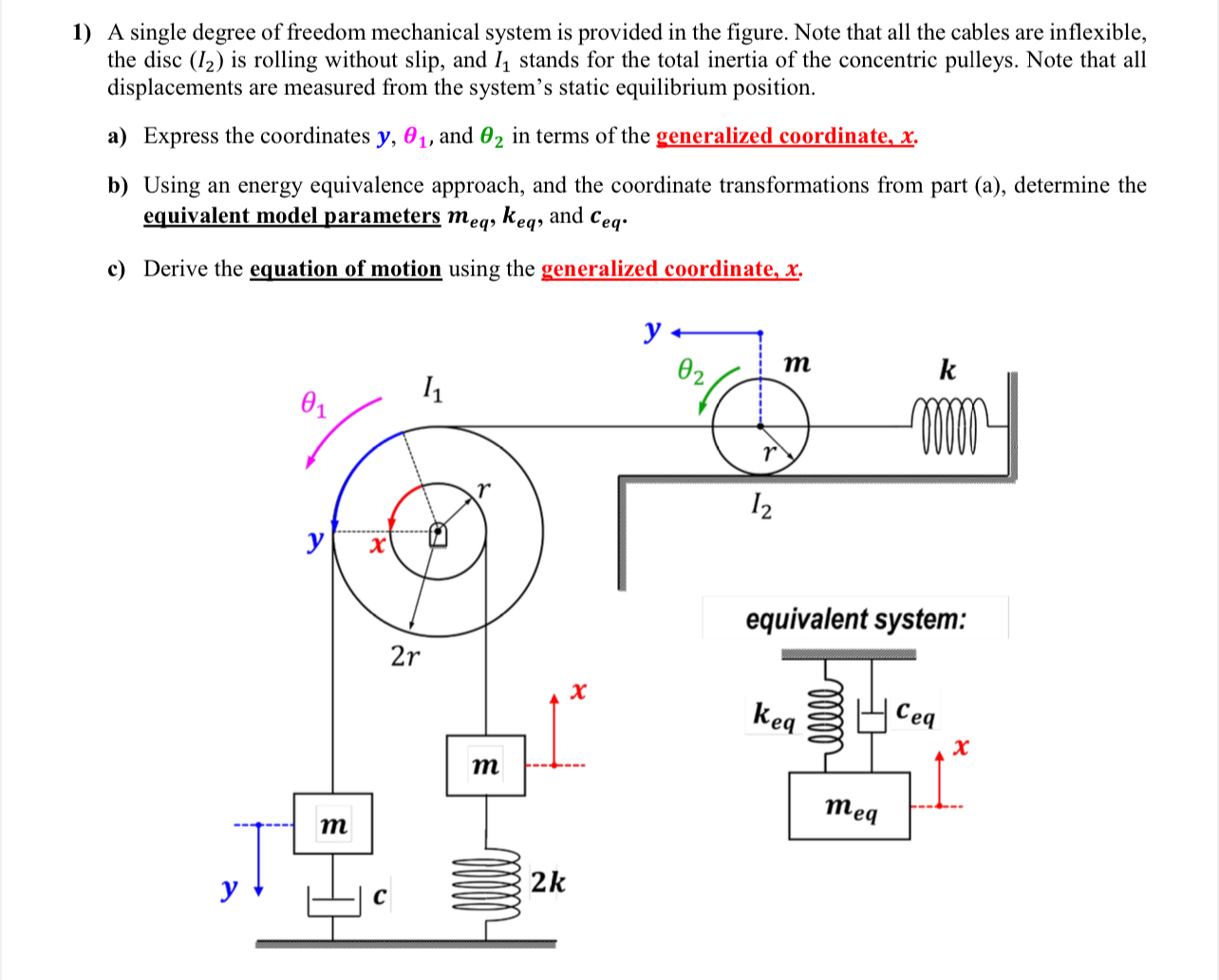 Solved A single degree of freedom mechanical system is | Chegg.com