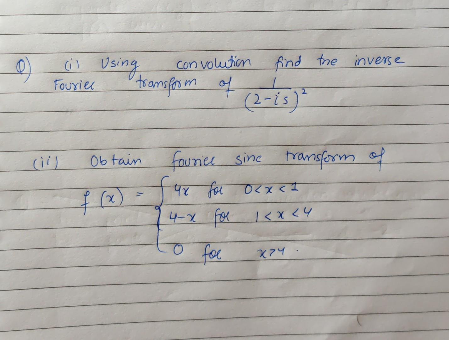 Solved 0 0 cil Using find the inverse convolution transform | Chegg.com