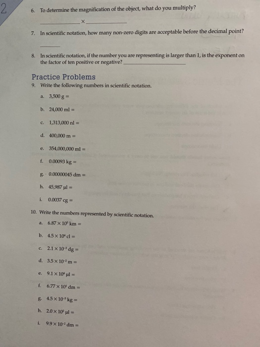 Solved The Metric System and Basic Microscopy (20 points) 1. | Chegg.com
