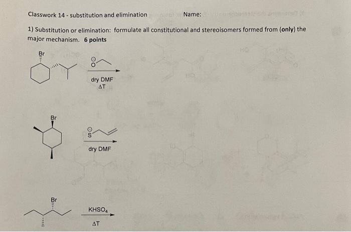 Solved Classwork 14 - substitution and elimination Name: 1) | Chegg.com