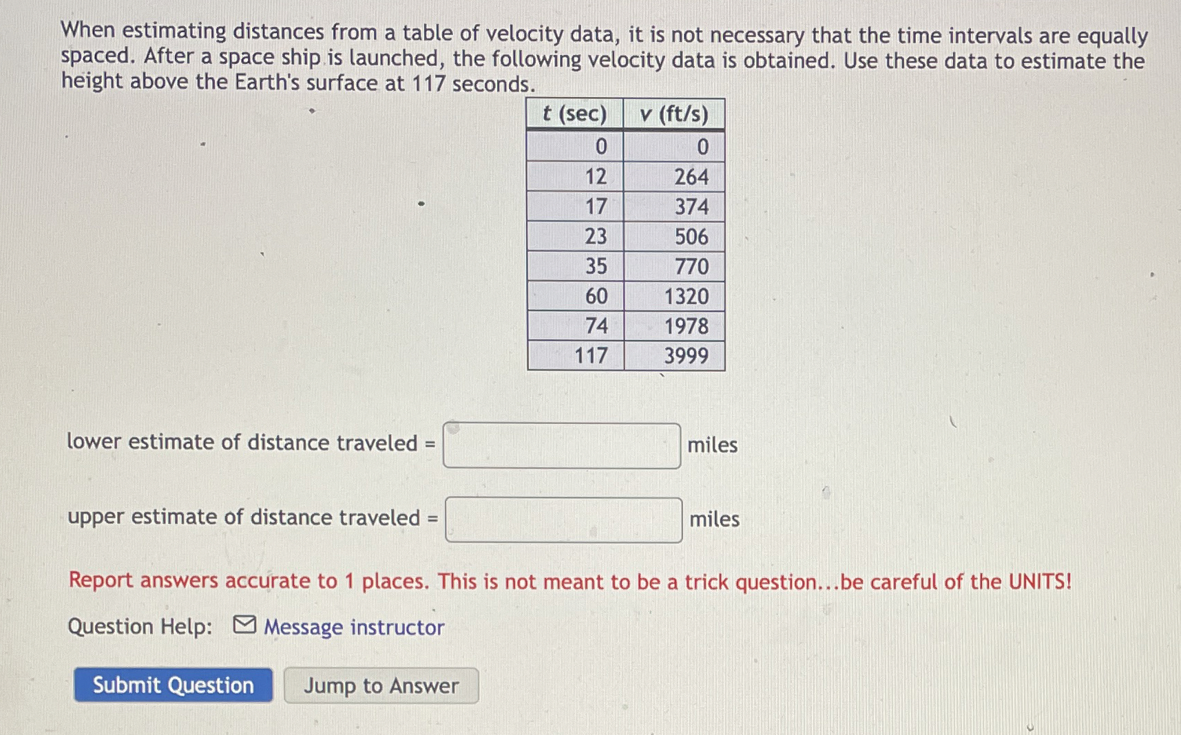 Solved When estimating distances from a table of velocity | Chegg.com