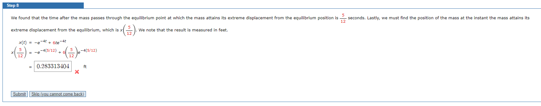 Solved Step 8 ﻿extreme displacement from the equilibrium, | Chegg.com