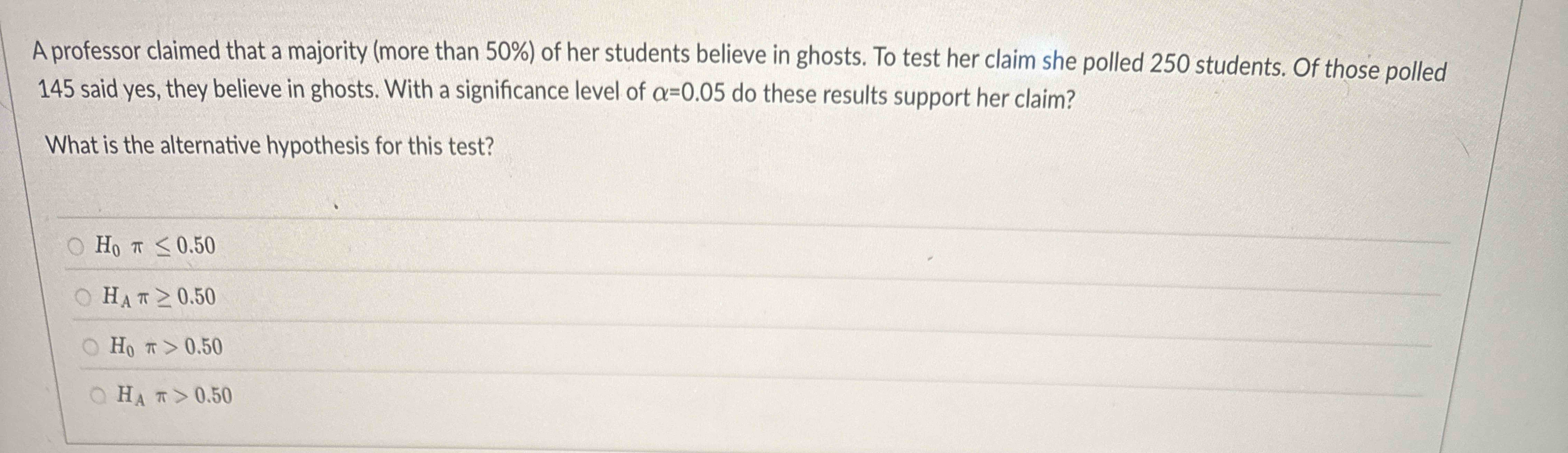 Solved 50% α=0.05 do ﻿these results support her claim?What | Chegg.com