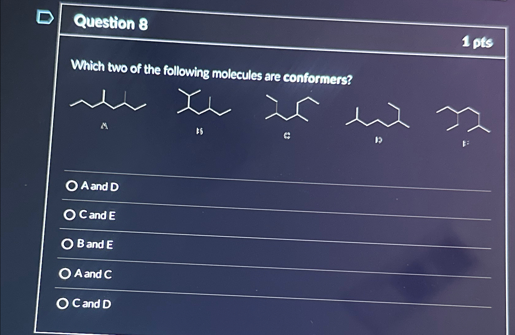 Solved Question 8Which two of the following molecules are | Chegg.com