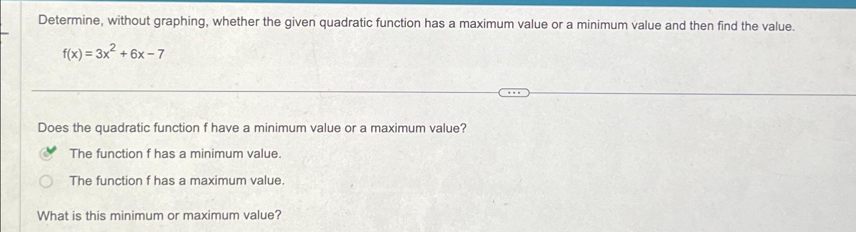 Solved Determine, without graphing, whether the given | Chegg.com