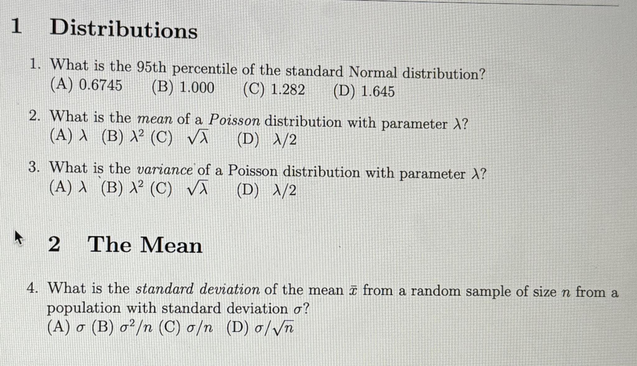 Solved 1 ﻿DistributionsWhat is the 95 ﻿th percentile of the | Chegg.com