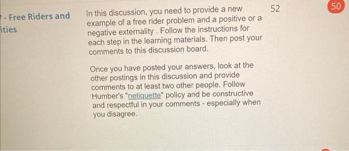 Solved 52 50 - Free Riders and ities In this discussion, you | Chegg.com