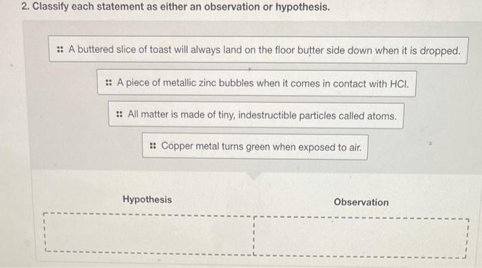 Solved 2. Classify each statement as either an observation | Chegg.com