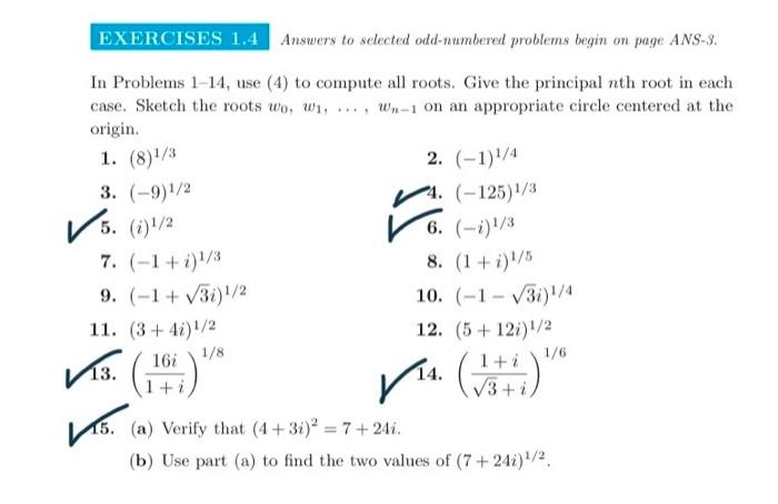 Solved EXERCISES 1.4 Answers to selected odd-numbered | Chegg.com