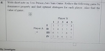 Solved Write short note on Tow Person Zero Sum Game. Reduce | Chegg.com
