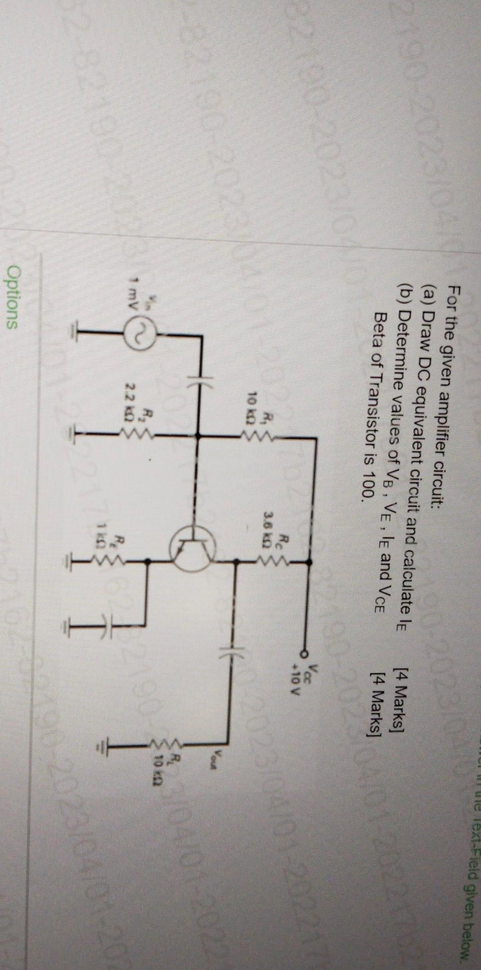 Solved For the given amplifier circuit: (a) Draw DC | Chegg.com