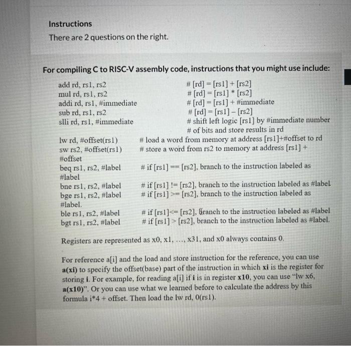 Solved Instructions There are 2 questions on the right. For | Chegg.com