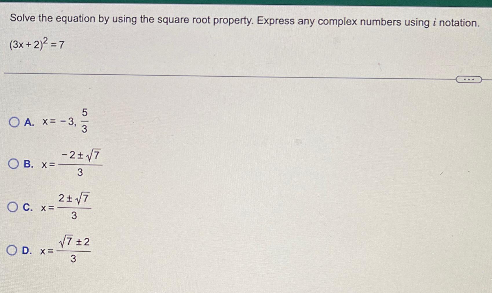 Solved Solve the equation by using the square root property. | Chegg.com