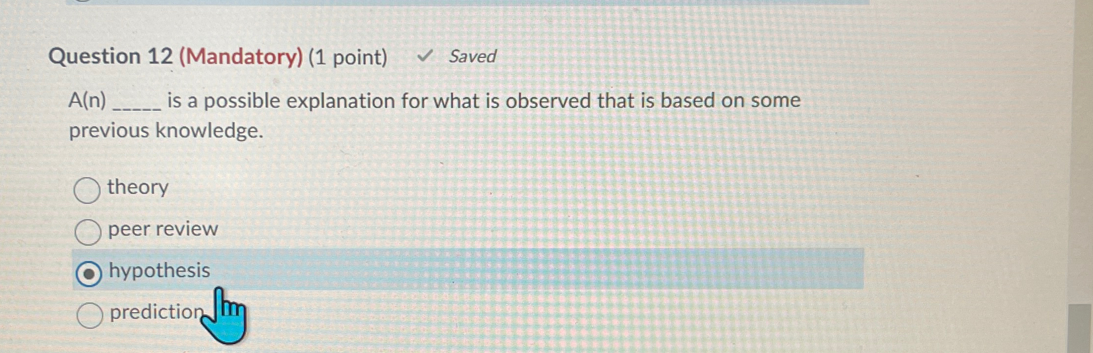 Solved Question 12 (Mandatory) (1 ﻿point) ﻿SavedA(n) ﻿is | Chegg.com