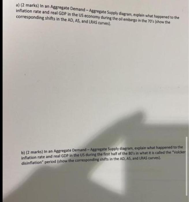 Solved a) (2 marks) In an Aggregate Demand - Aggregate | Chegg.com