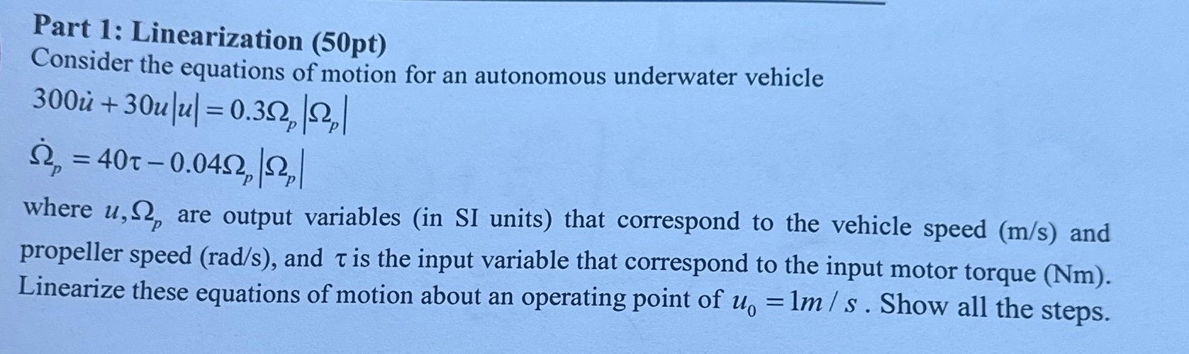 Solved Part 1: Linearization (50pt)Consider the equations of | Chegg.com