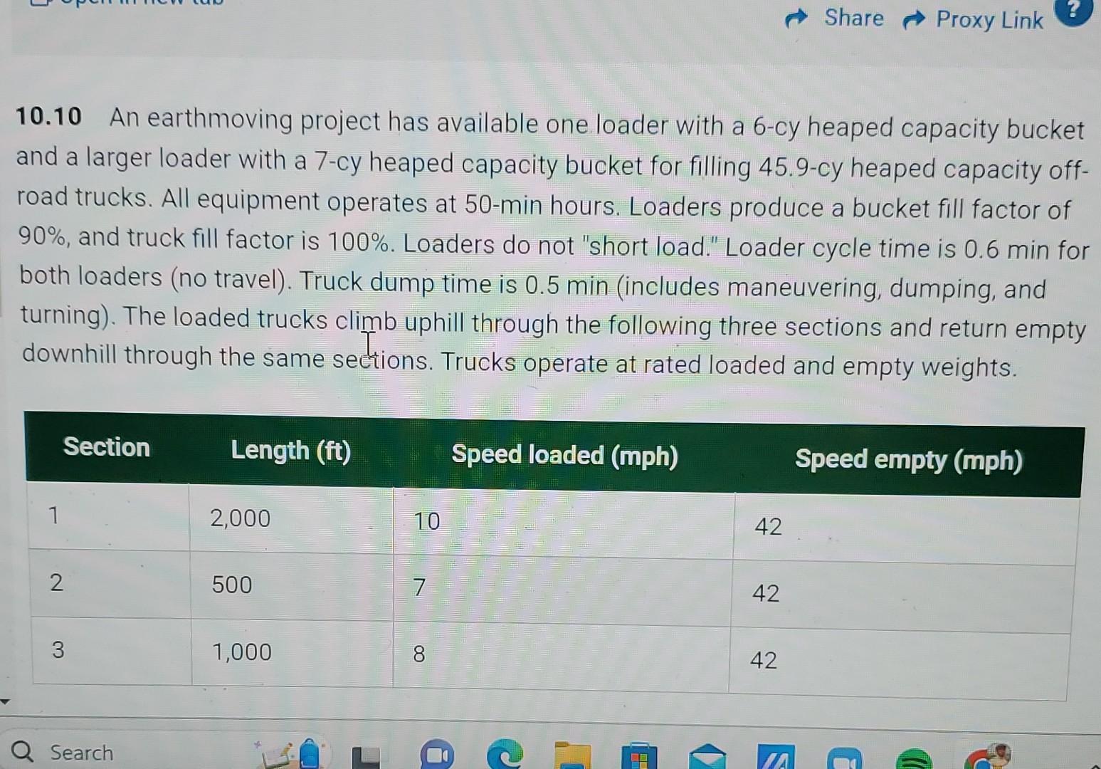 10.10 An earthmoving project has available one loader | Chegg.com
