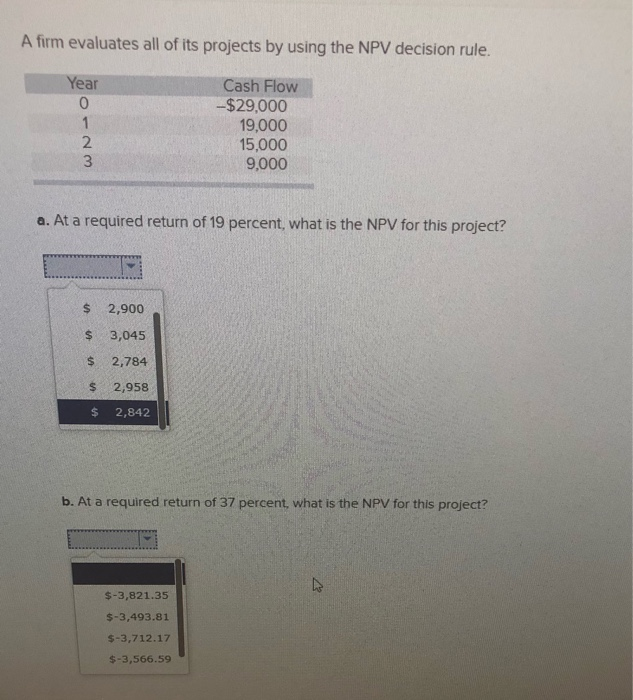 Solved A firm evaluates all of its projects by using the NPV | Chegg.com