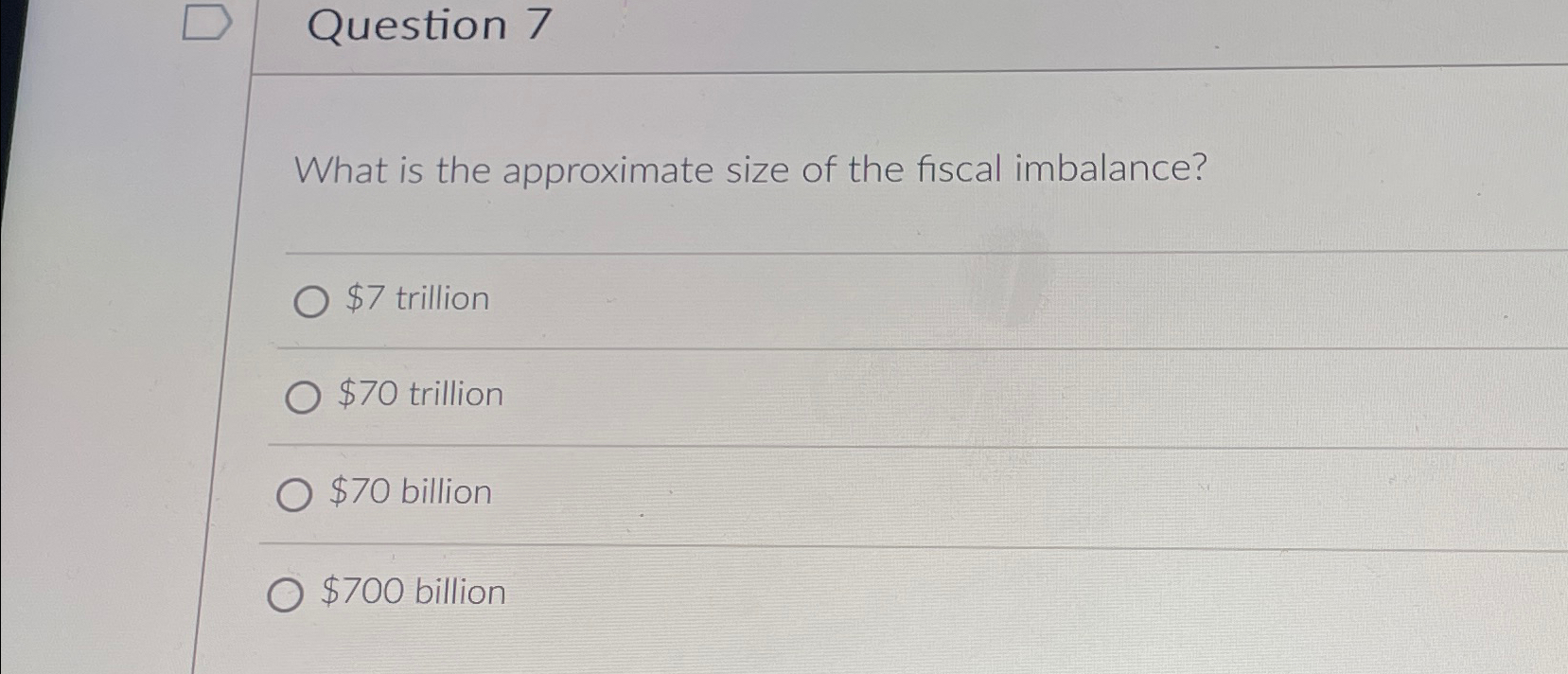 Solved Question 7What is the approximate size of the fiscal | Chegg.com