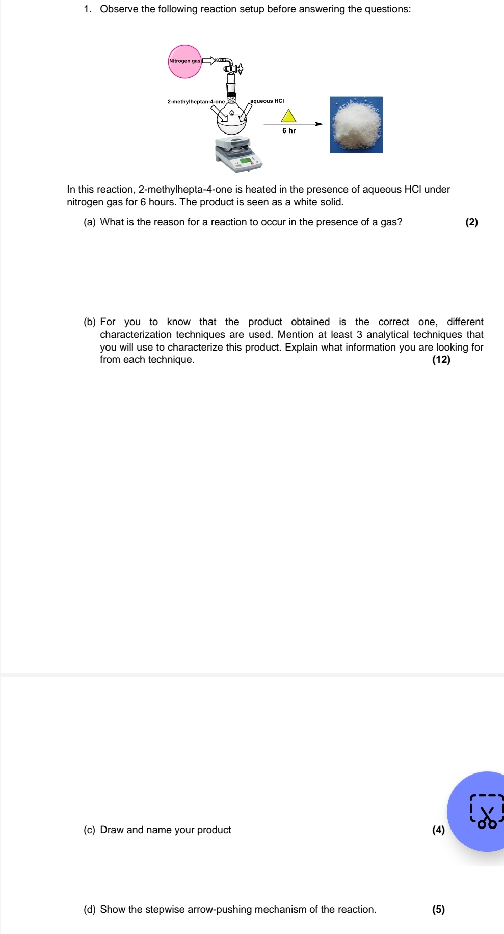 Solved Observe the following reaction setup before answering | Chegg.com