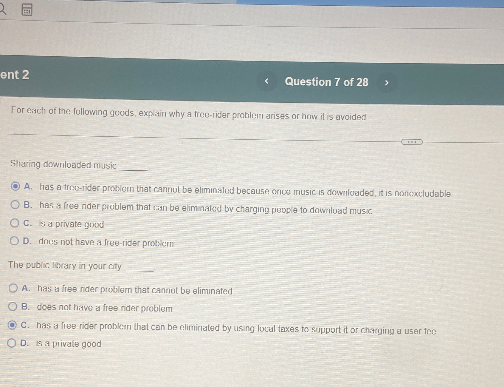 Solved ent 2Question 7 ﻿of 28For each of the following | Chegg.com