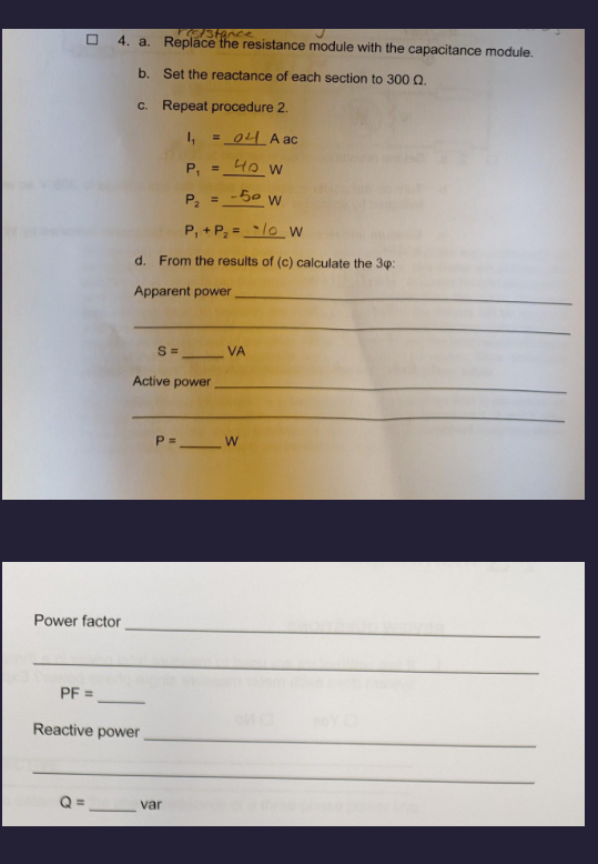Solved a. ﻿Replace the resistance module with the | Chegg.com