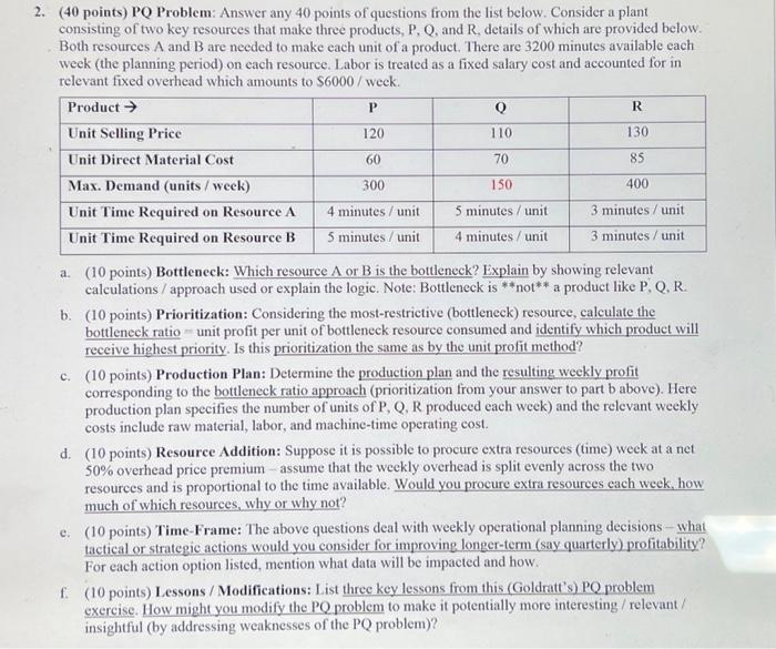 Solved (40 points) PQ Problem: Answer any 40 points of | Chegg.com